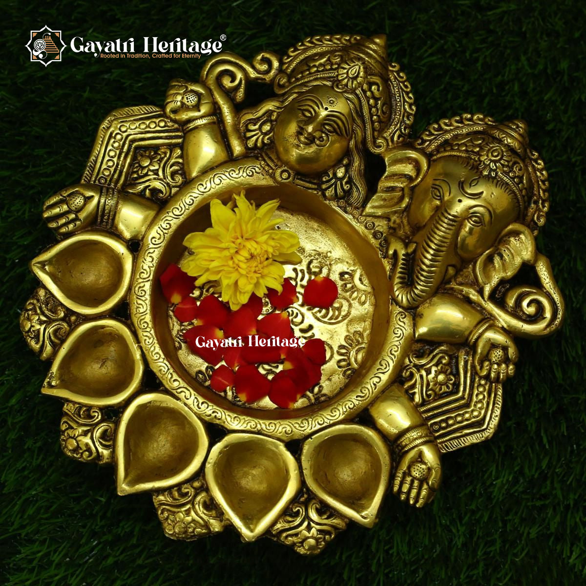 Brass Ganesh Laxmi Diya – Illuminating Wealth and Wisdom | Gayatri Her ...